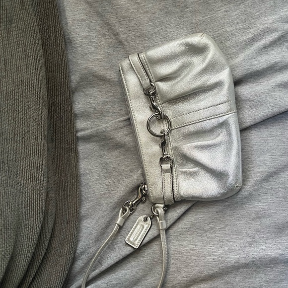 Coach | Bags | Coach Silver Wristlet Bag | Poshmark